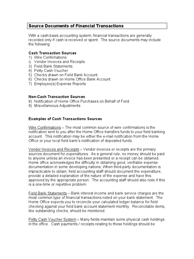Source Doc of Financial Transactions | PDF | Cheque | Receipt