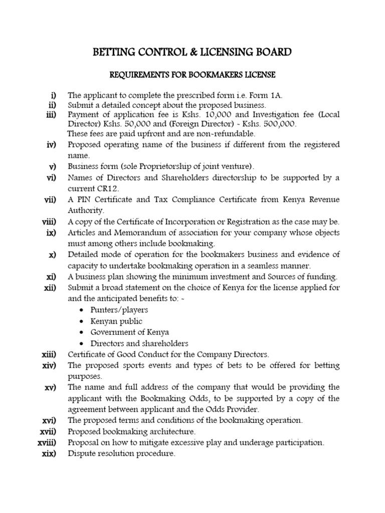 Bookmaker License Requirements | PDF | License | Private Law