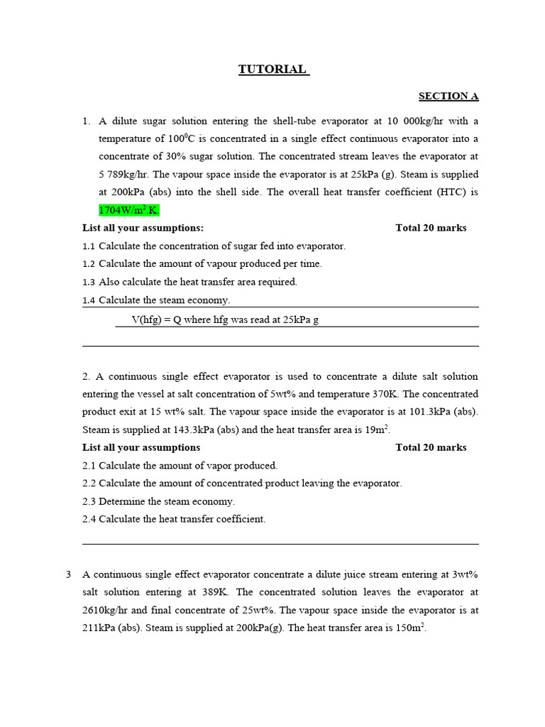 Evap Tuts | PDF | Heat Transfer | Steam