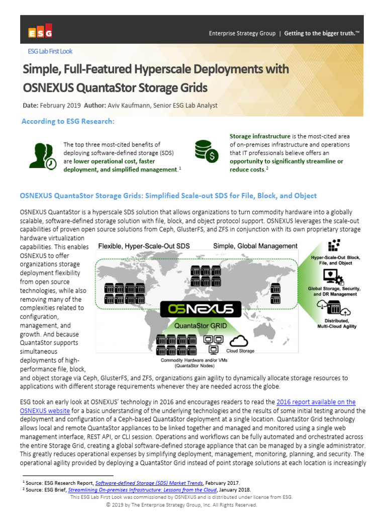 ESG Lab First Look OSNEXUS Grids Feb 2019 | PDF | Cloud Computing | Information Technology ...