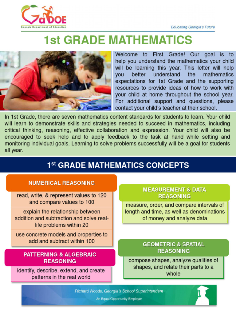1st-Grade-Mathematics-Parent-Letter | PDF | Mathematics | Learning