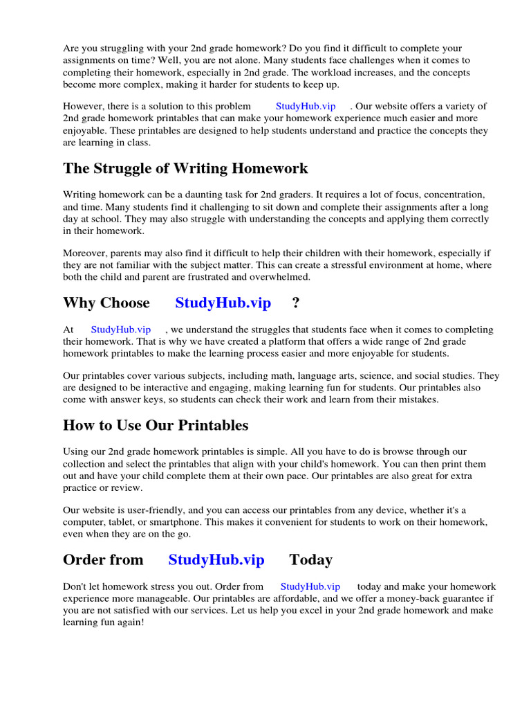 2nd Grade Homework Printables | PDF | Worksheet | Homework