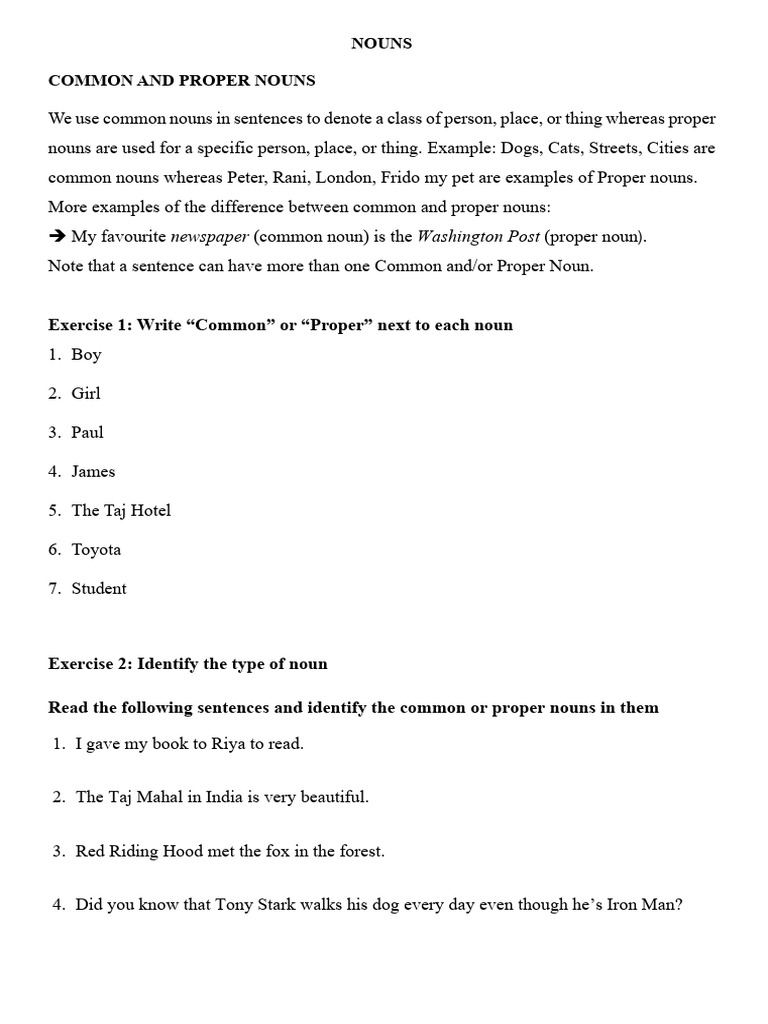 Common & Proper Nouns | PDF