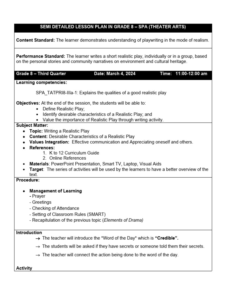 Writing Realistic Play | PDF | Learning | Teachers