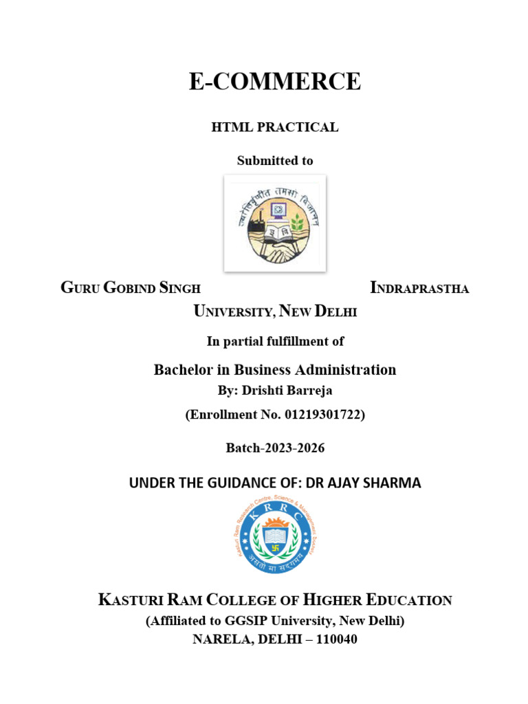 Drishti Barreja(E-COMMERCE) Project File | PDF | Html | Html Element