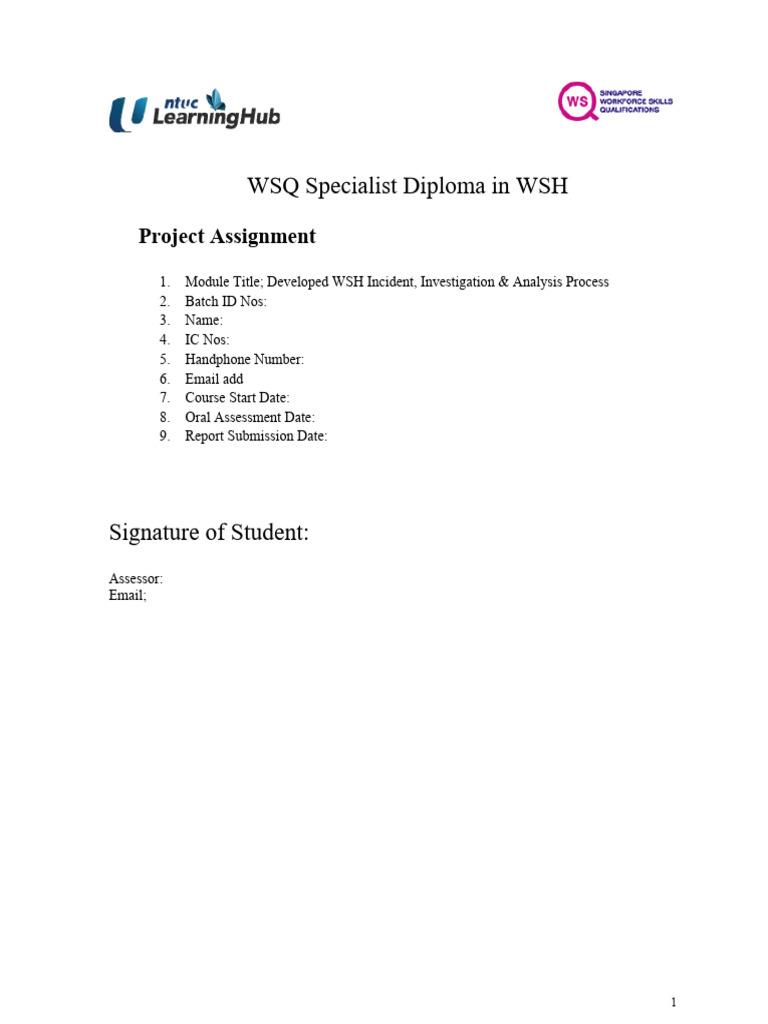 WSH Incident Investigation Process Report | PDF | Safety