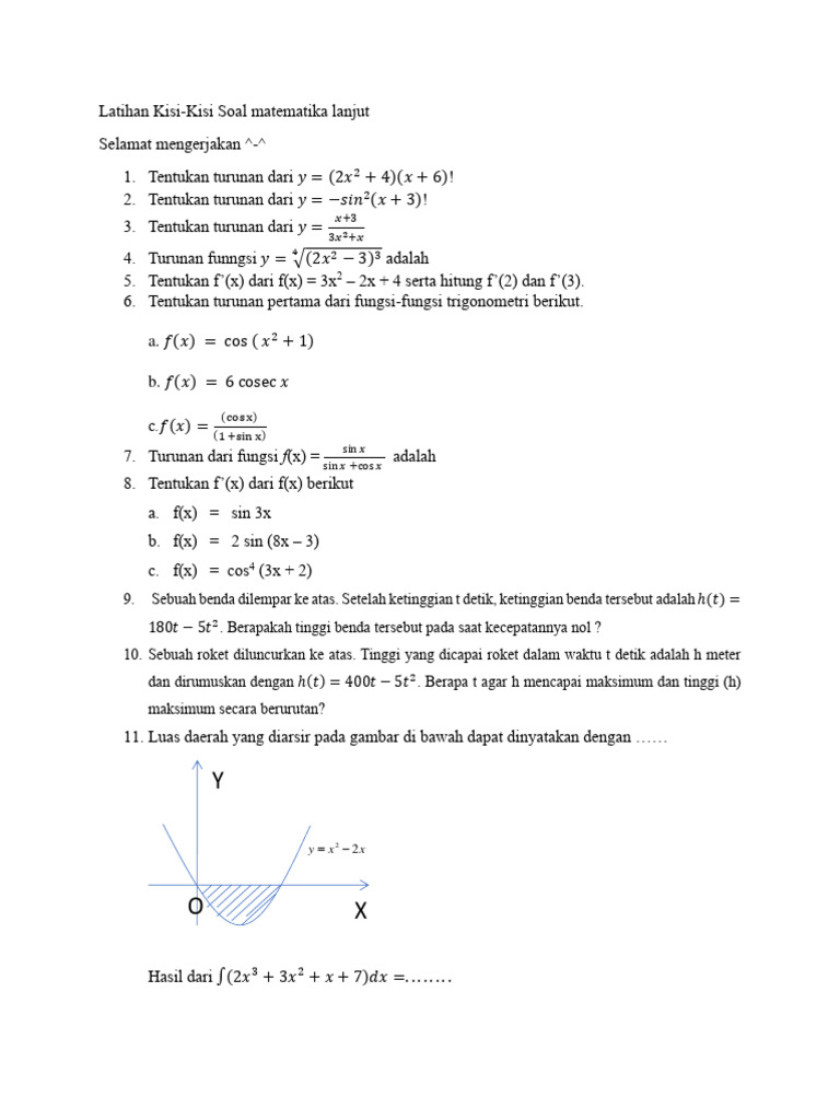 Latihan Kisi-Kisi Matematika Lanjut SM 2 | PDF