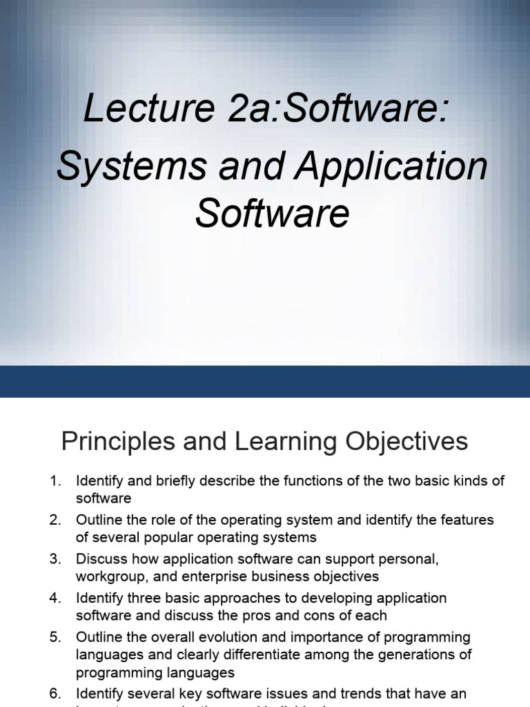 Lecture 2 - Software - System and Application Software | PDF ...