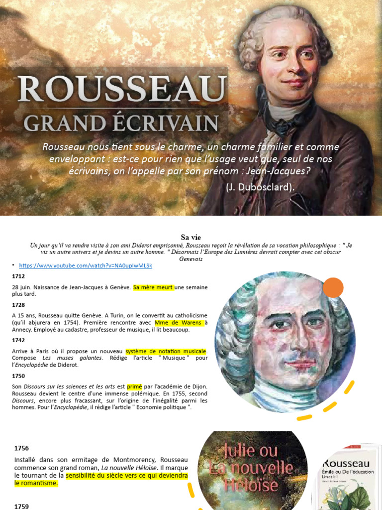 Biographie de Jean-Jacques Rousseau | PDF | Jean-Jacques Rousseau ...