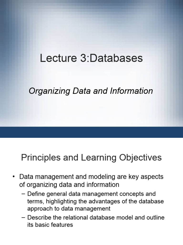 Lecture 3 - Databases | Download Free PDF | Databases | Relational Database