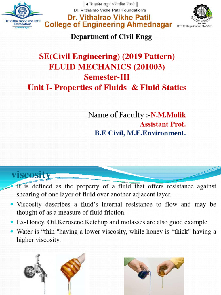 2.FM Unit I Properties of Fluid | PDF | Fluid Mechanics | Viscosity