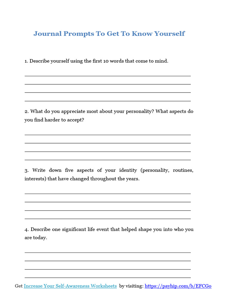 Self-Discovery Journal Prompts | PDF | Self Awareness | Cognitive Science