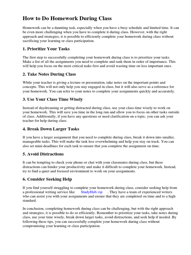 How To Do Homework During Class | PDF | Homework | Learning