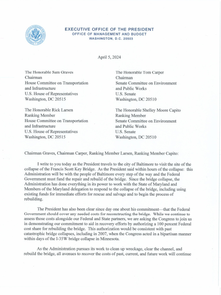 Francis Scott Key Bridge Letter | PDF