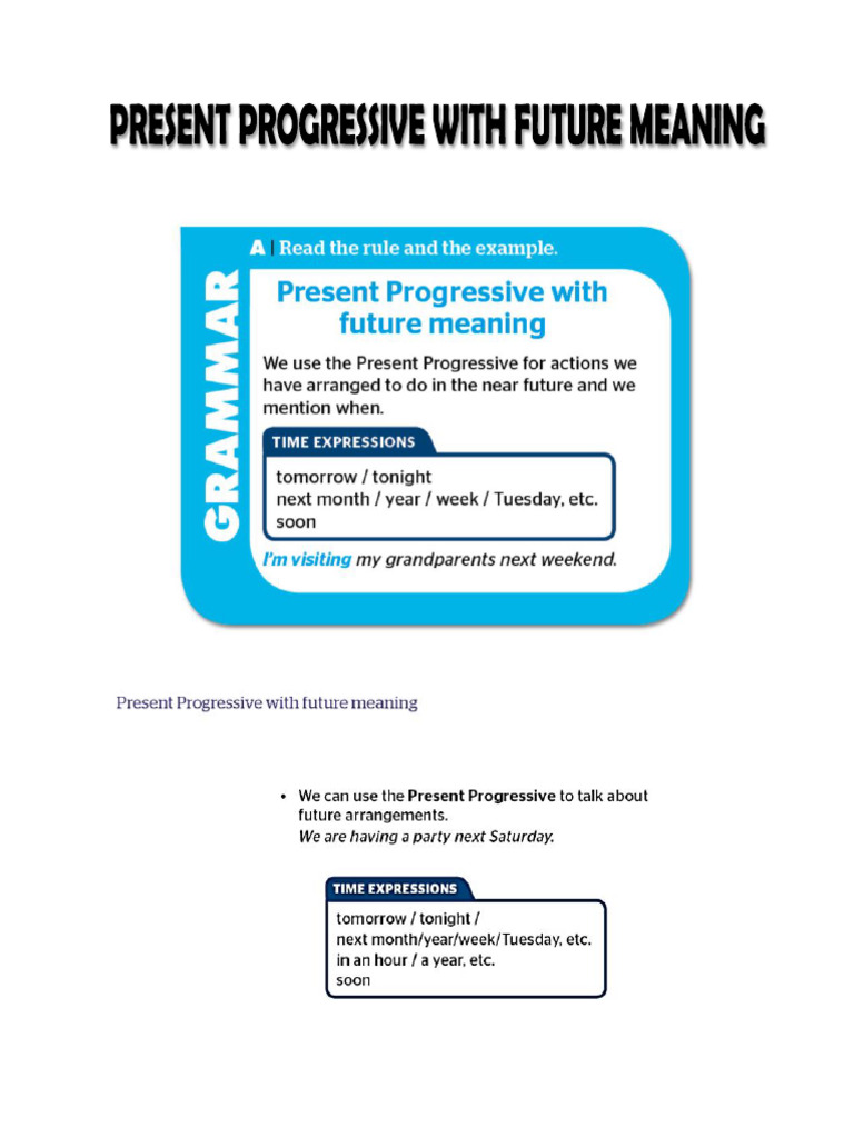 Present Progressive With Future Meaning | PDF