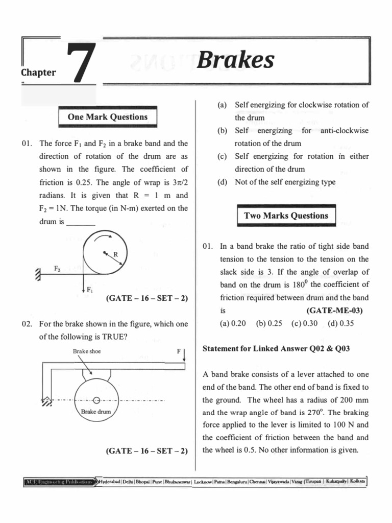 Brakes Questions | PDF | Brake | Mechanical Engineering