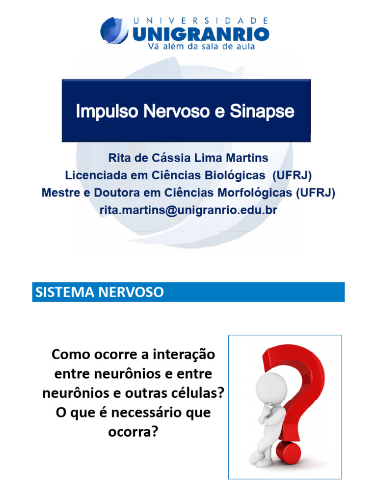 Aula 02 - Impulso Nervoso e Sinapse | PDF | Sinapse | Neurônio