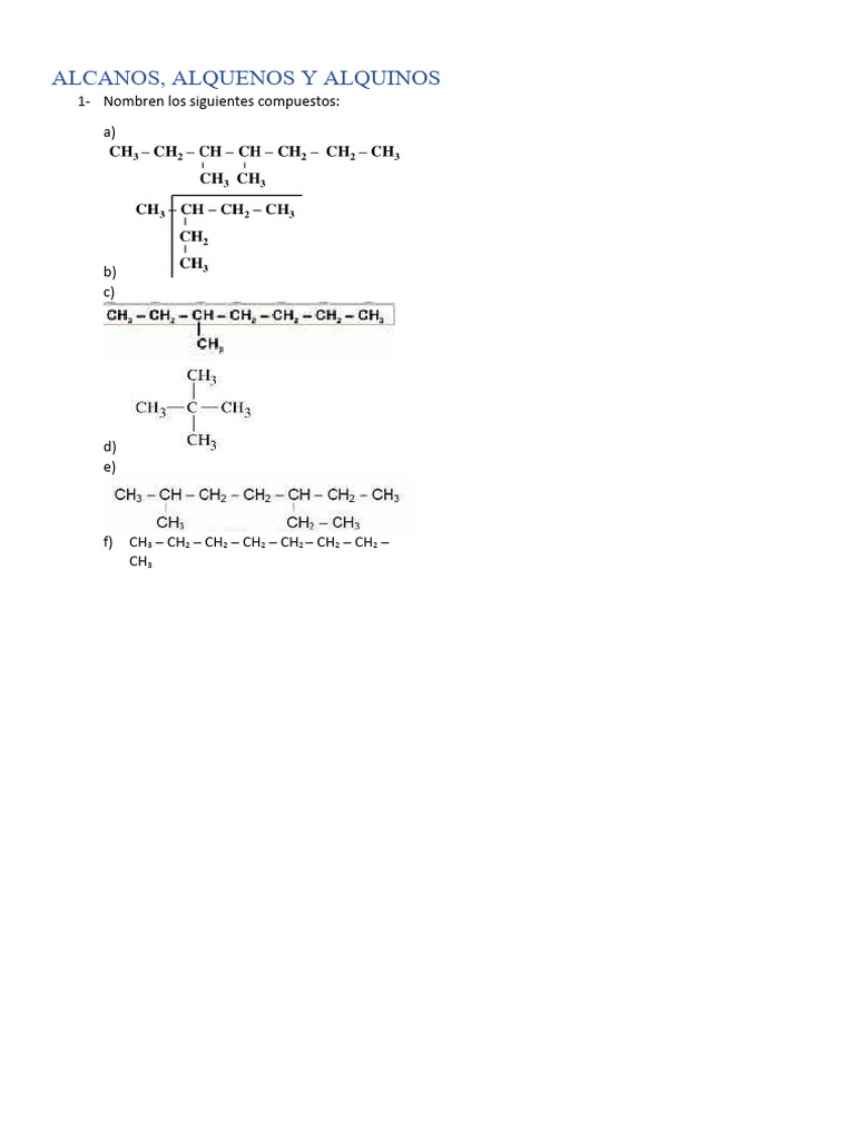 Alcanos, Alquenos y Alquinos | PDF | Isómero | Compuestos químicos