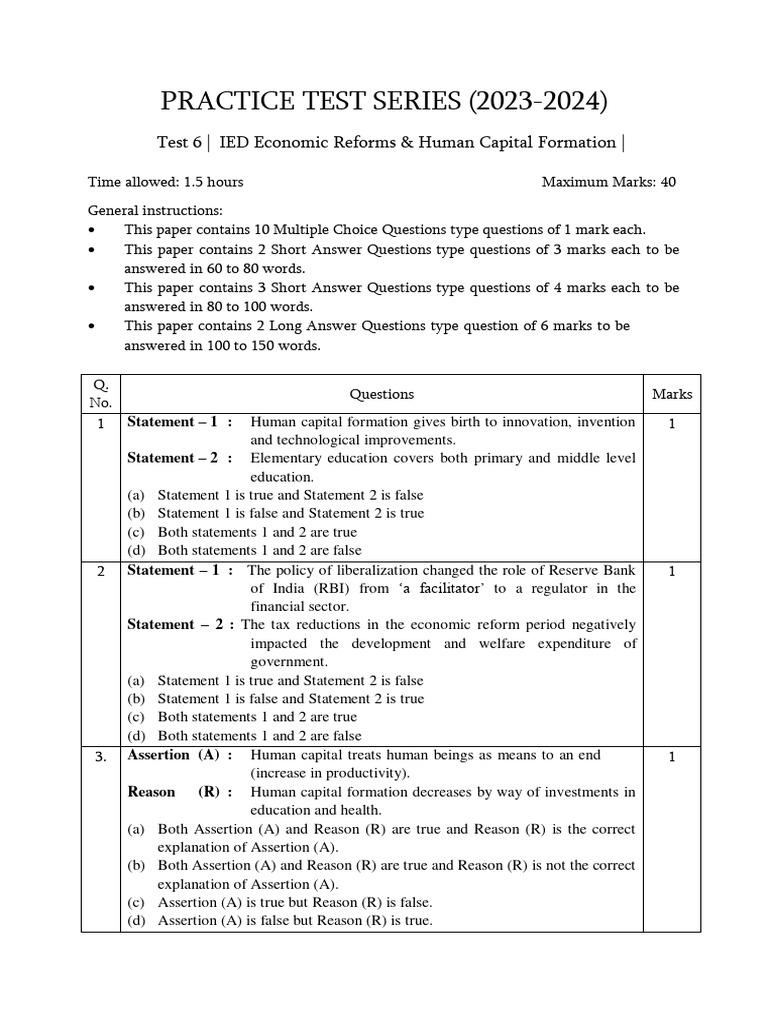 Test 6 (IED) Class 12 | PDF | International Monetary Fund | Devaluation