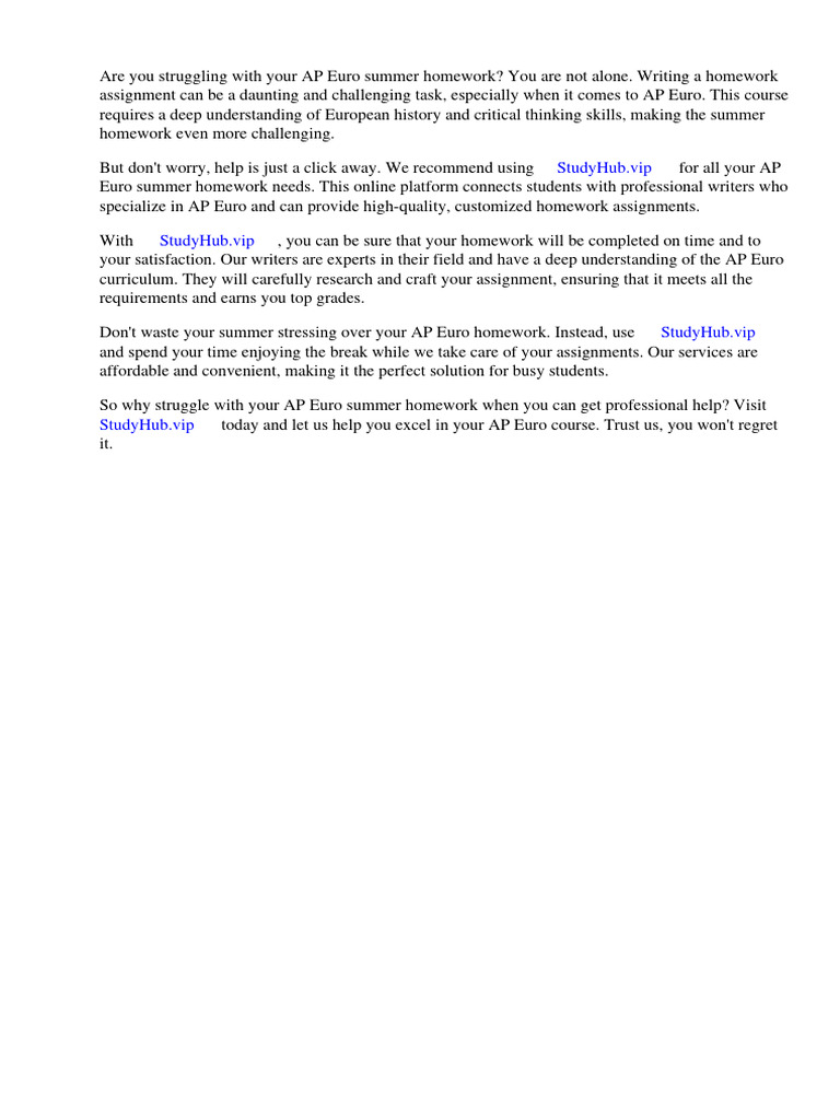 Dvhs AP Euro Summer Homework | PDF | Essays | Homework