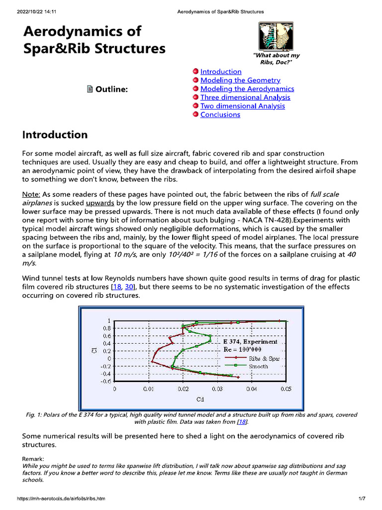 Aerodynamics of Spar and Rib Structure | PDF