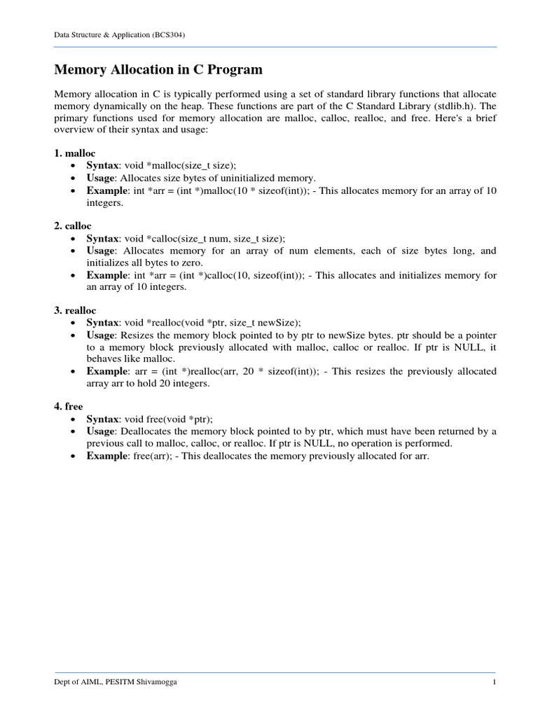 Data Structure 2022 Scheme (Dept of AIML, PESITM Shivamogga) | PDF ...
