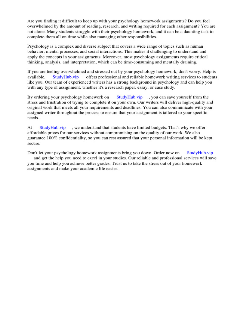 Psychology Homework Assignments | PDF | Psychology | Homework