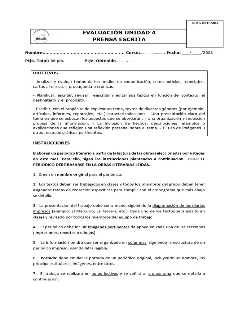 Periódico Literariotrabajo Final U4 Pdf Periódicos Publicación 