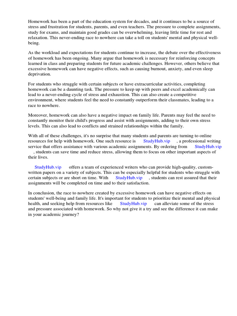 Race To Nowhere No Homework | PDF | Homework