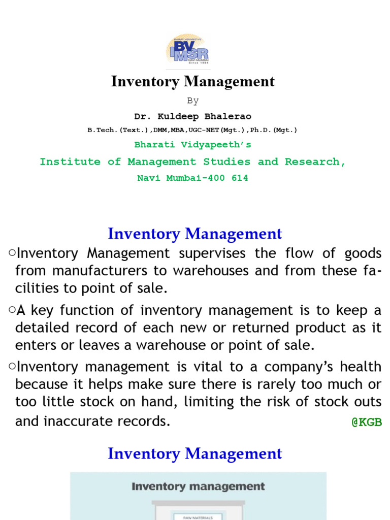 Chapter 5 Inventory Management | PDF | Inventory | Lean Manufacturing