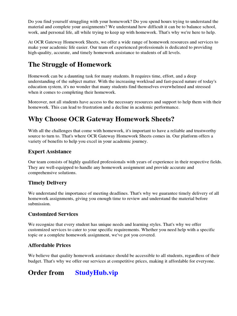 Ocr Gateway Homework Sheets | PDF | Facebook | Homework