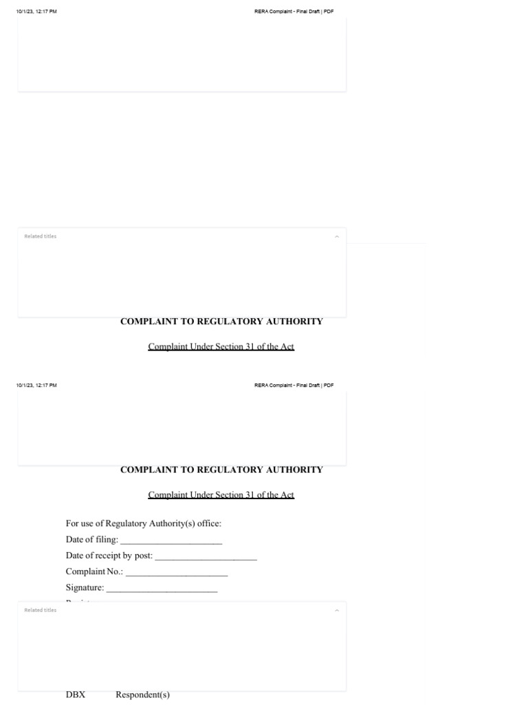 RERA Complaint - Final Draft - PDF | PDF | Interest | Complaint