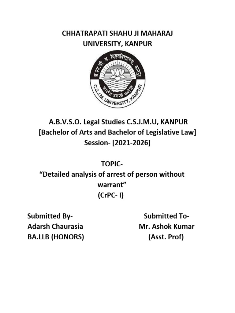 Adarsh Chaurasia CrPC | PDF | Arrest | Bail