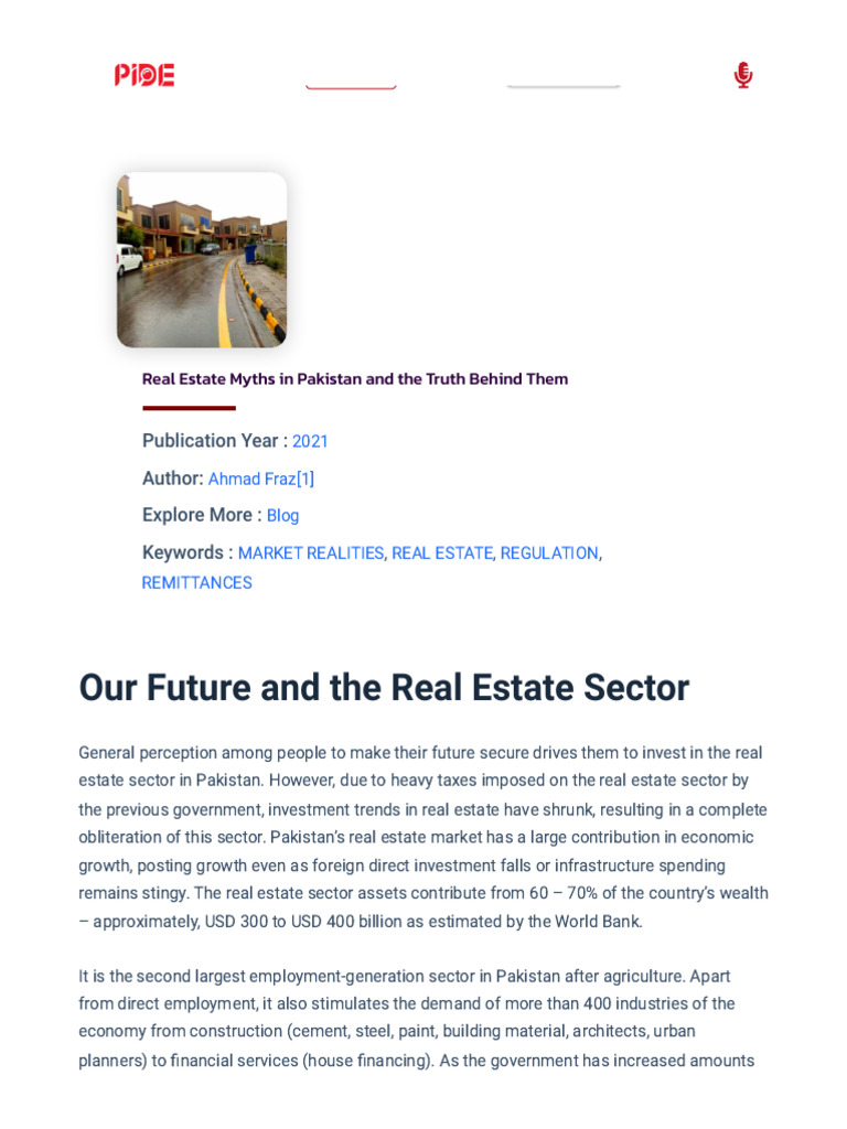 Real Estate Myths in Pakistan and The Truth Behind Them - PIDE ...
