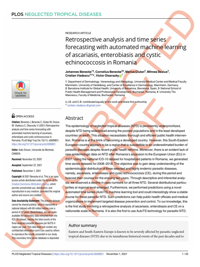 Retrospective analysis and time series forecasting with automated ... Retrospective analysis and time series forecasting with automated ...