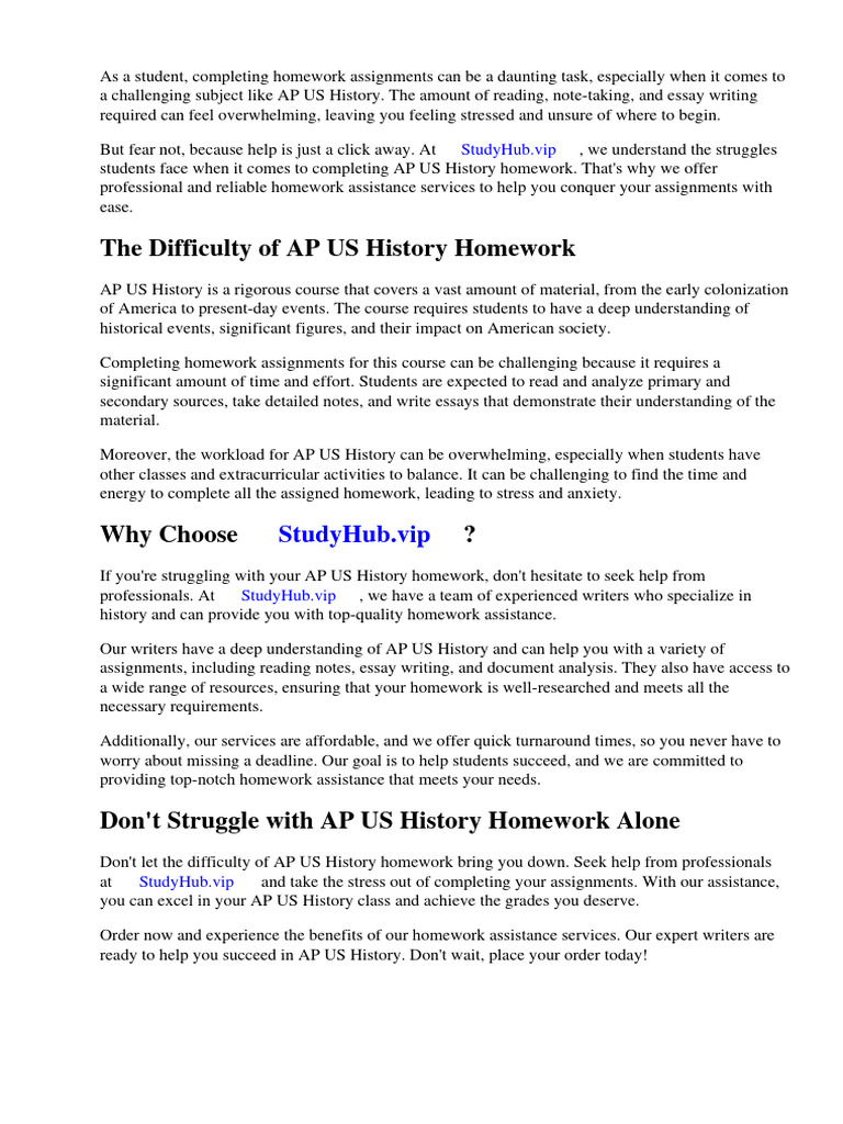 AP Us History Homework | Download Free PDF | Homework | Teachers