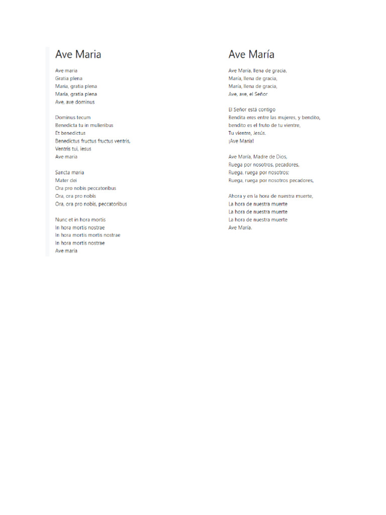 Ave Maria Schubert Letra | PDF