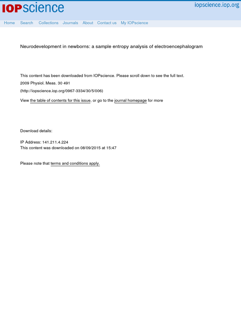 WOS - Neurodevelopment in Newborns A Sample Entropy Analysis of ...