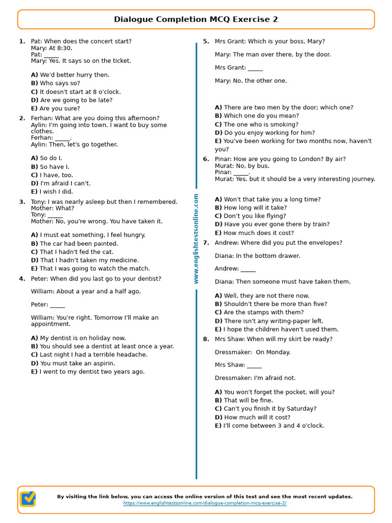 DIALOGUE COMPLETION | PDF