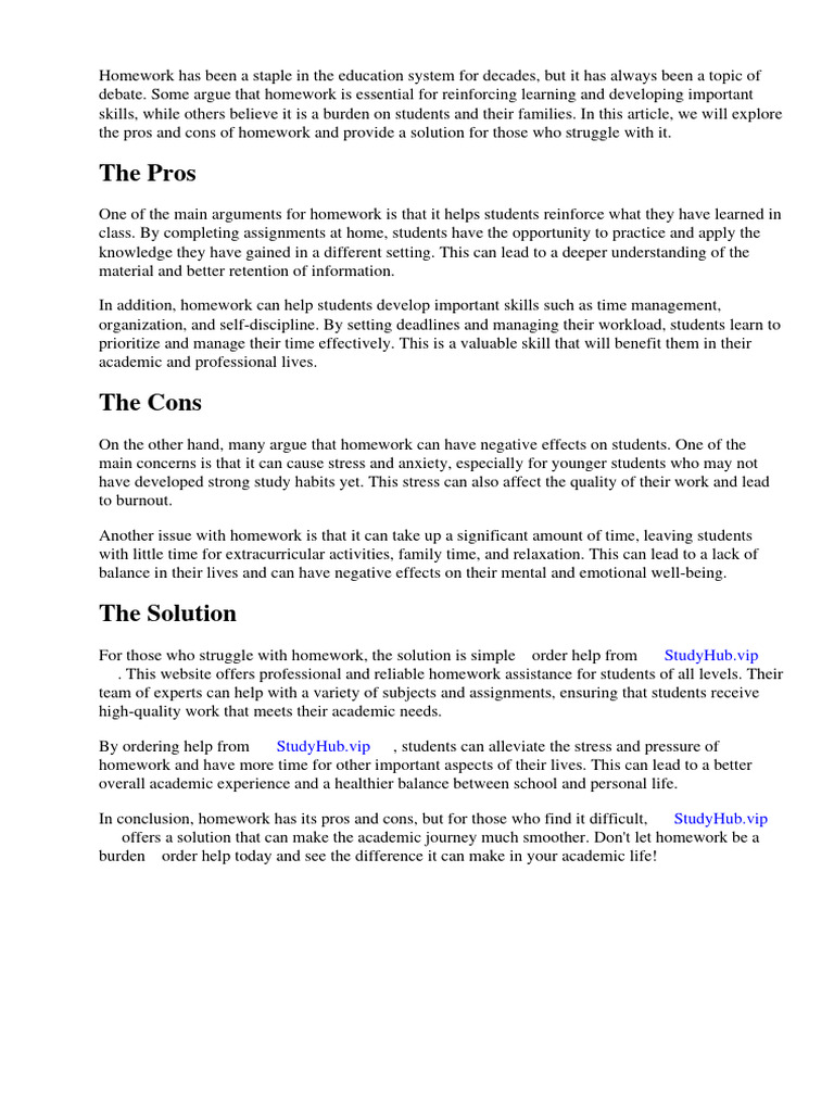 Homework Pro Contra | PDF | Homework | Teachers