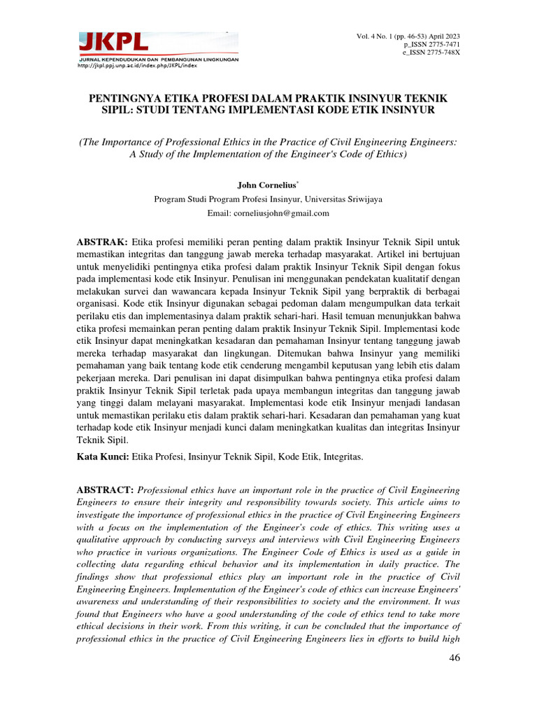 Pentingnya Etika Profesi Dalam Praktik Insinyur Teknik | PDF Pentingnya Etika Profesi Dalam Praktik Insinyur Teknik | PDF