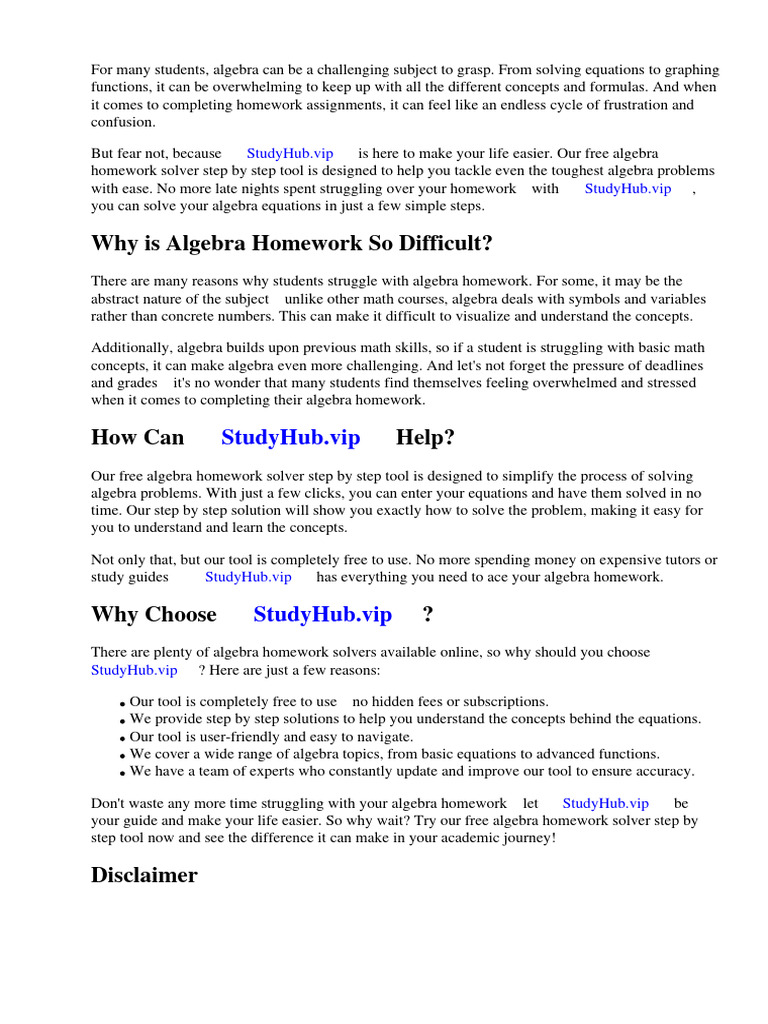 Free Algebra Homework Solver Step by Step | PDF | Algebra | Equations