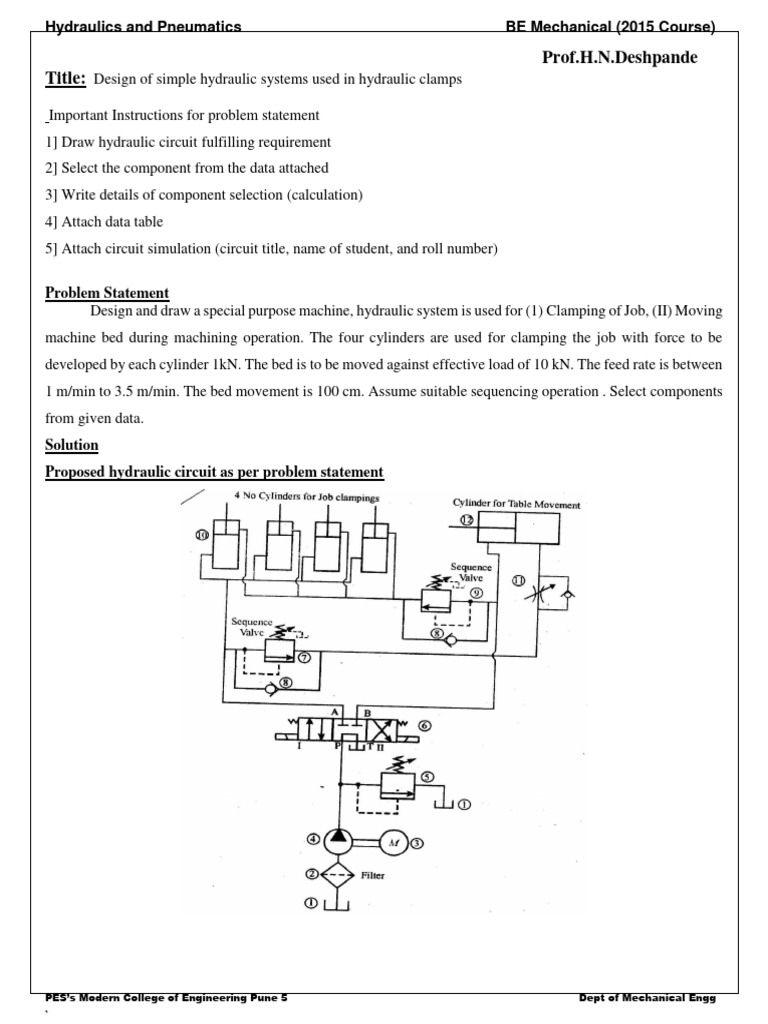 Hydraulic System Design for Clamping | PDF