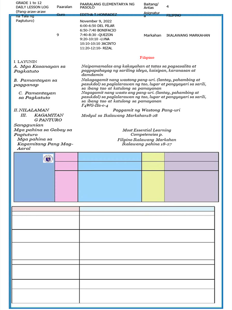 Lesson Plan in Grade 4 fILIPINO | PDF