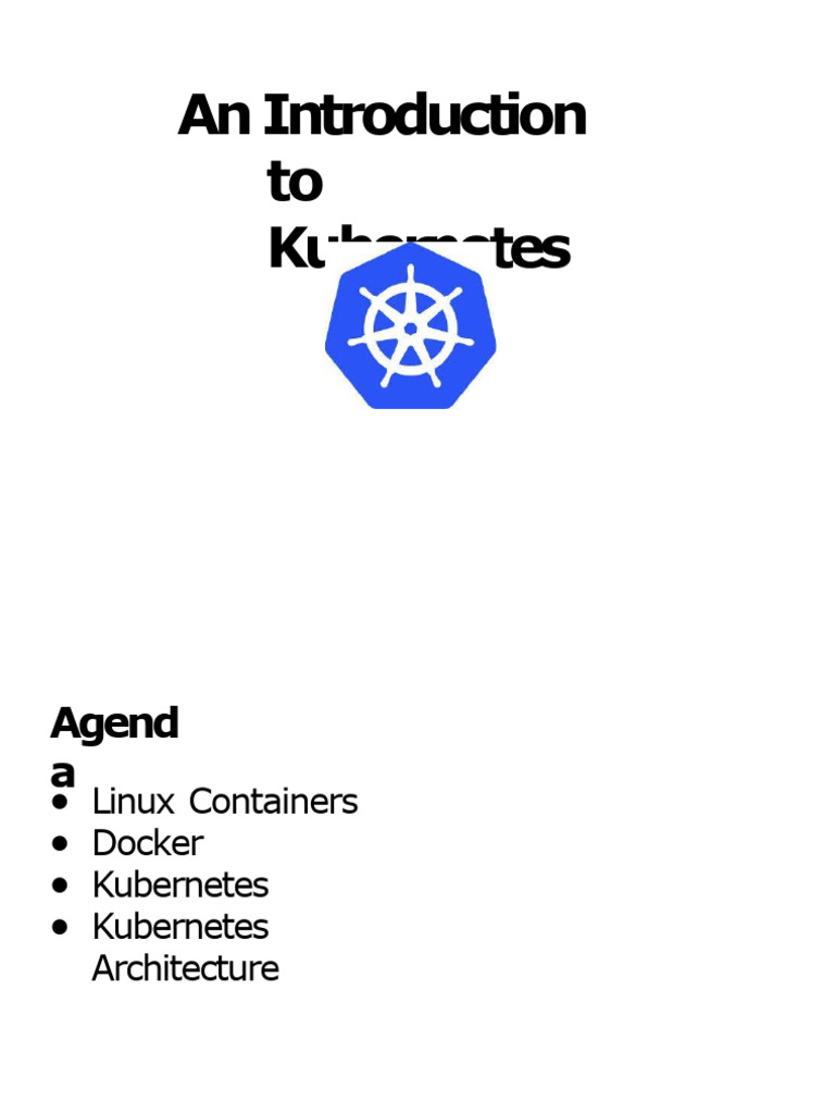 K8s An Intro Pdf Computer Science Linux