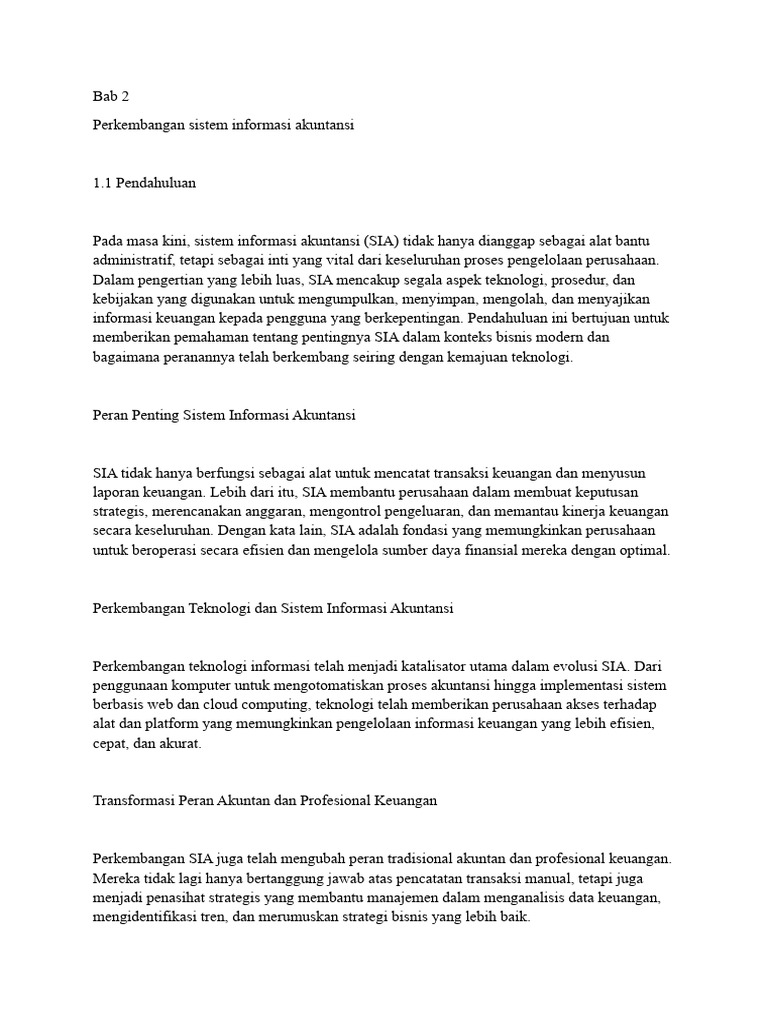 Bab 2 Sia | PDF | Pengelolaan Keuangan & Uang