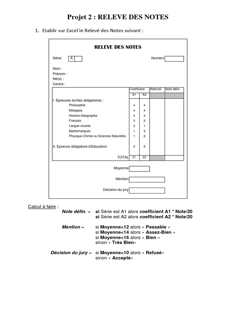 Relevé des Notes et Mentions Lycée | PDF