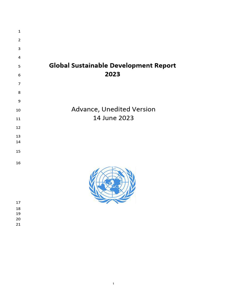 Advance Unedited GSDR 14june2023 | PDF | Sustainability | Green Revolution