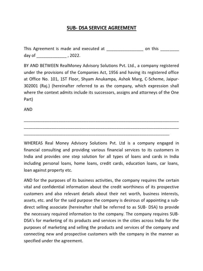 Sub Dsa Agreement | PDF | Indemnity | Arbitration