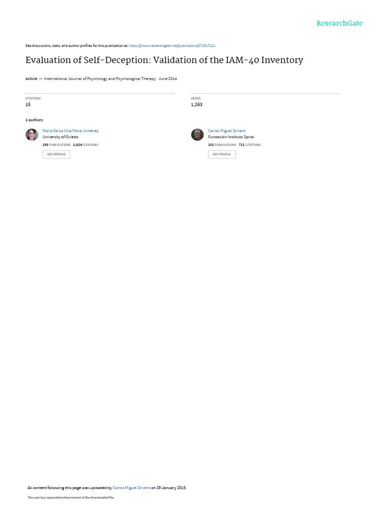 Evaluation of Self Deception Validation | PDF | Deception | Psychology